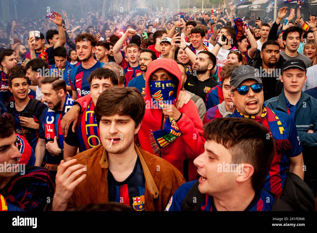 April 16, 2024, Barcelona, Spain: FC. Barcelona fans rally outside the ...