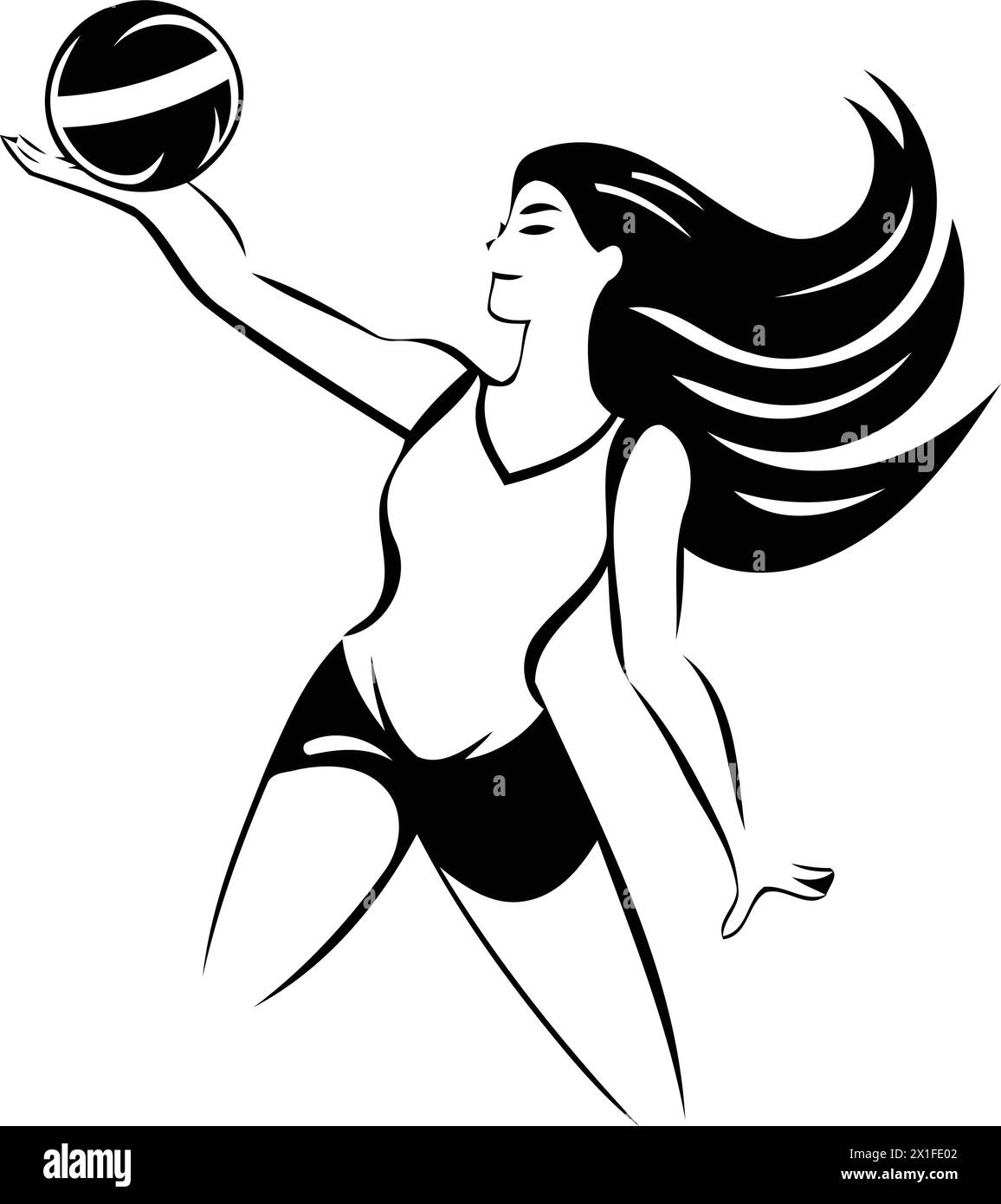 Volleyball player woman vector logo. Female volleyball player with ball ...