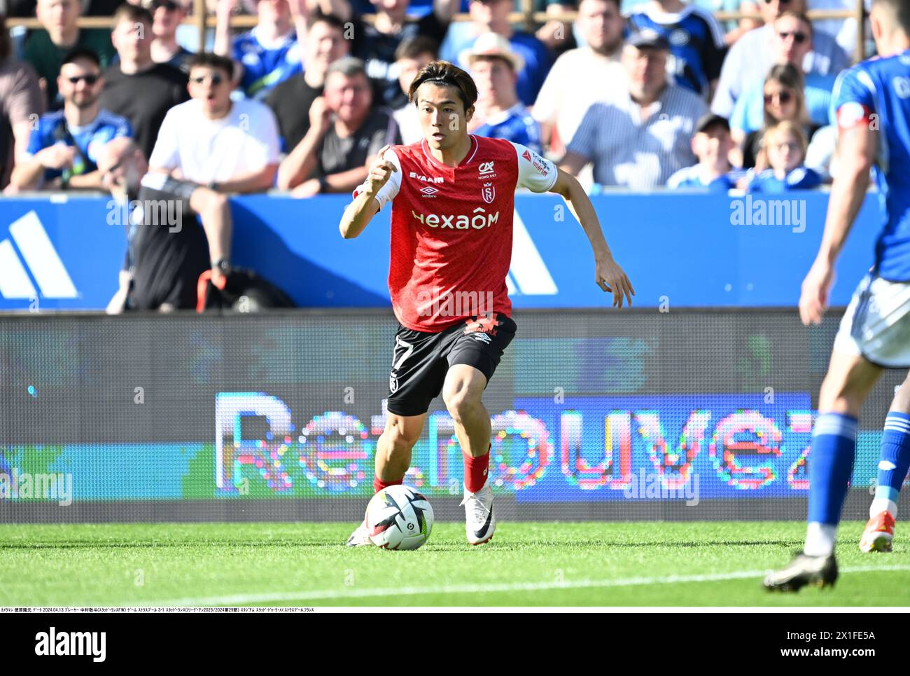 Keito Nakamura of Stade de Reims in action during the French L1 soccer match at Stade de la ...