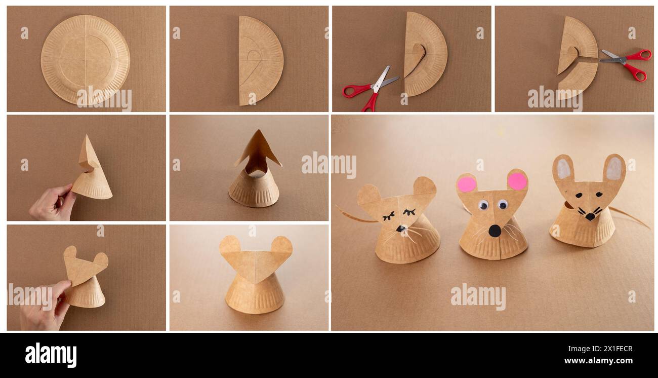 how to make a paper plate mouse craft Stock Photo - Alamy