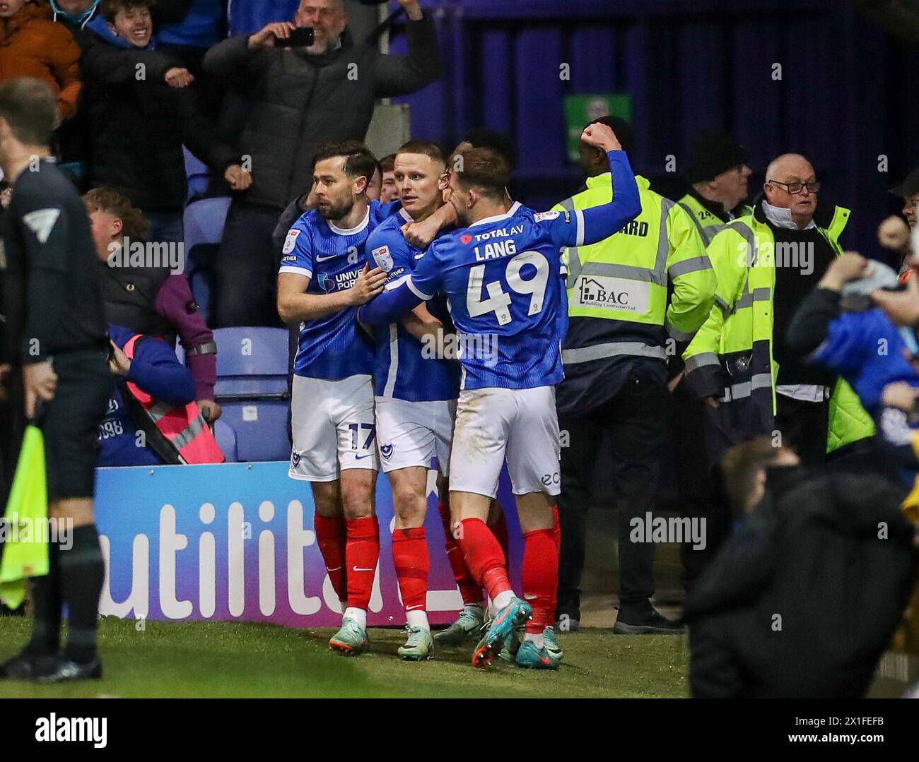 Portsmouth, UK. 16th Apr, 2024. Portsmouth forward Colby Bishop (9 ...