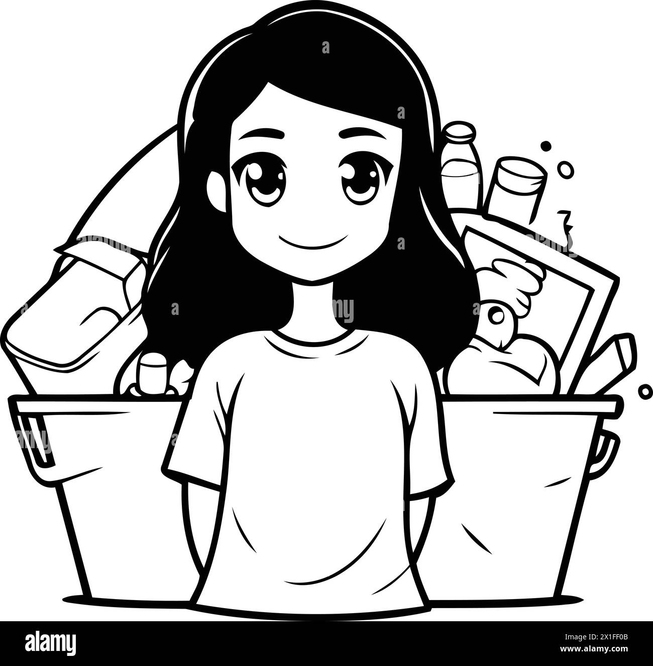 Cartoon girl recycling Stock Vector Images - Alamy