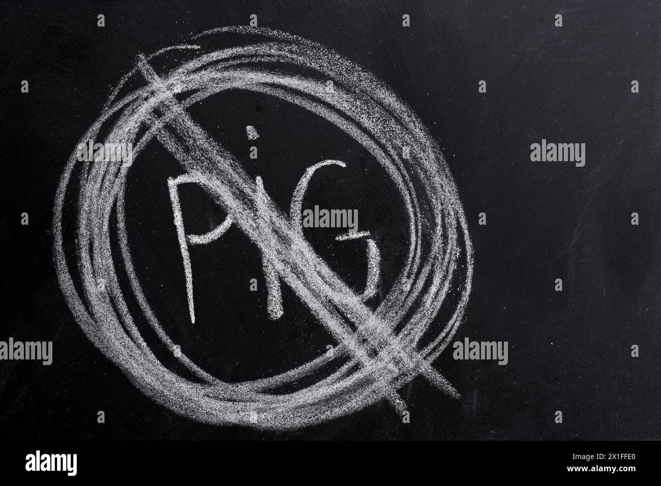 No pig sign drawn on the blackboard with chalk Stock Photo - Alamy