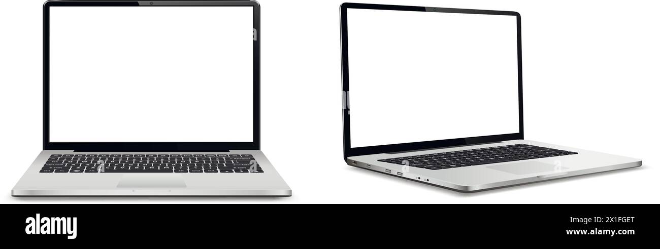 Laptop computer with white screen. Vector illustration Stock Vector ...