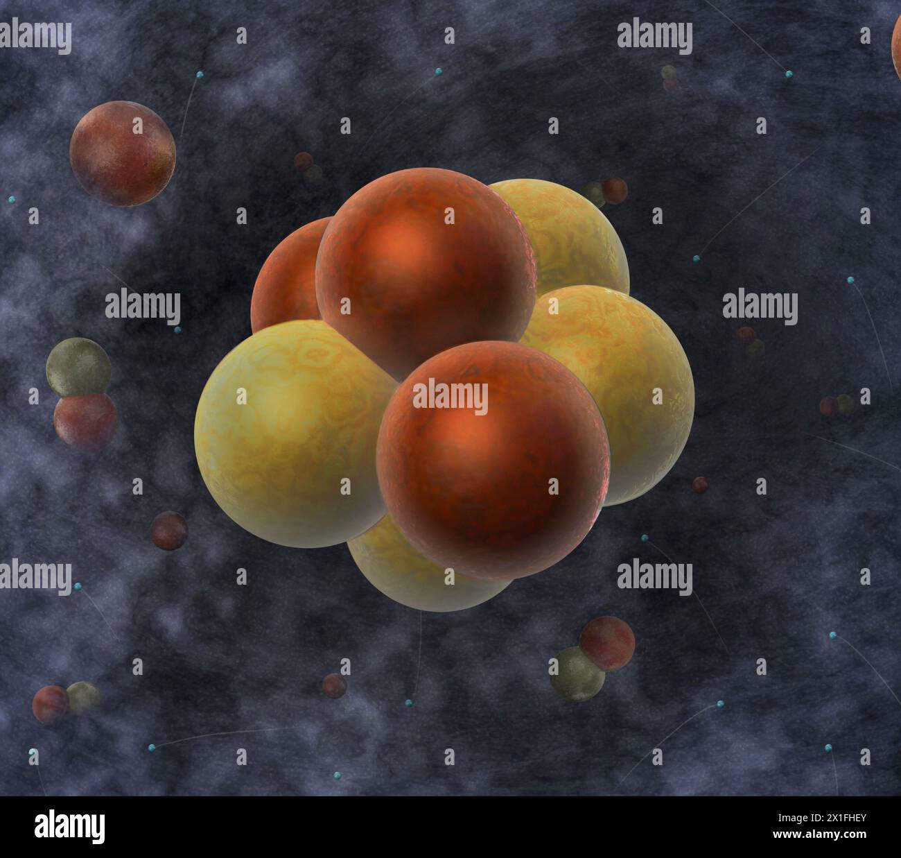 Illustration showing the nuclear composition of an atom of lithium-7 ...