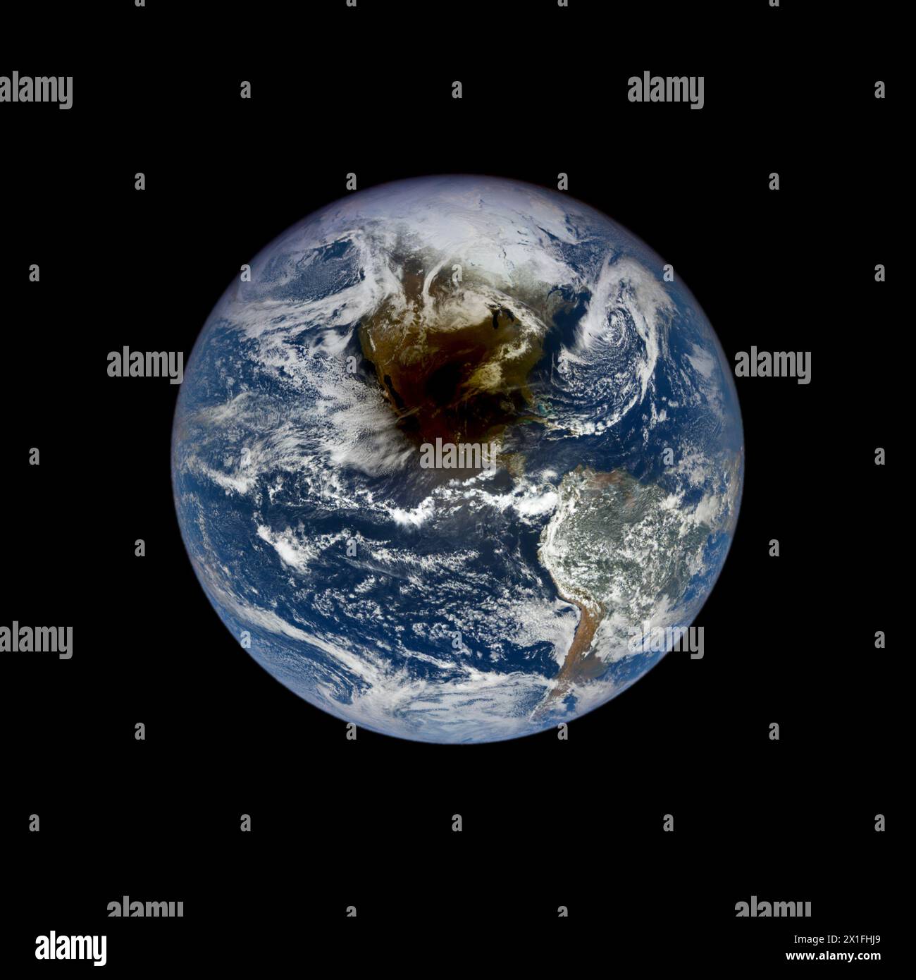 Satellite image of Earth showing the shadow caused by the total solar ...