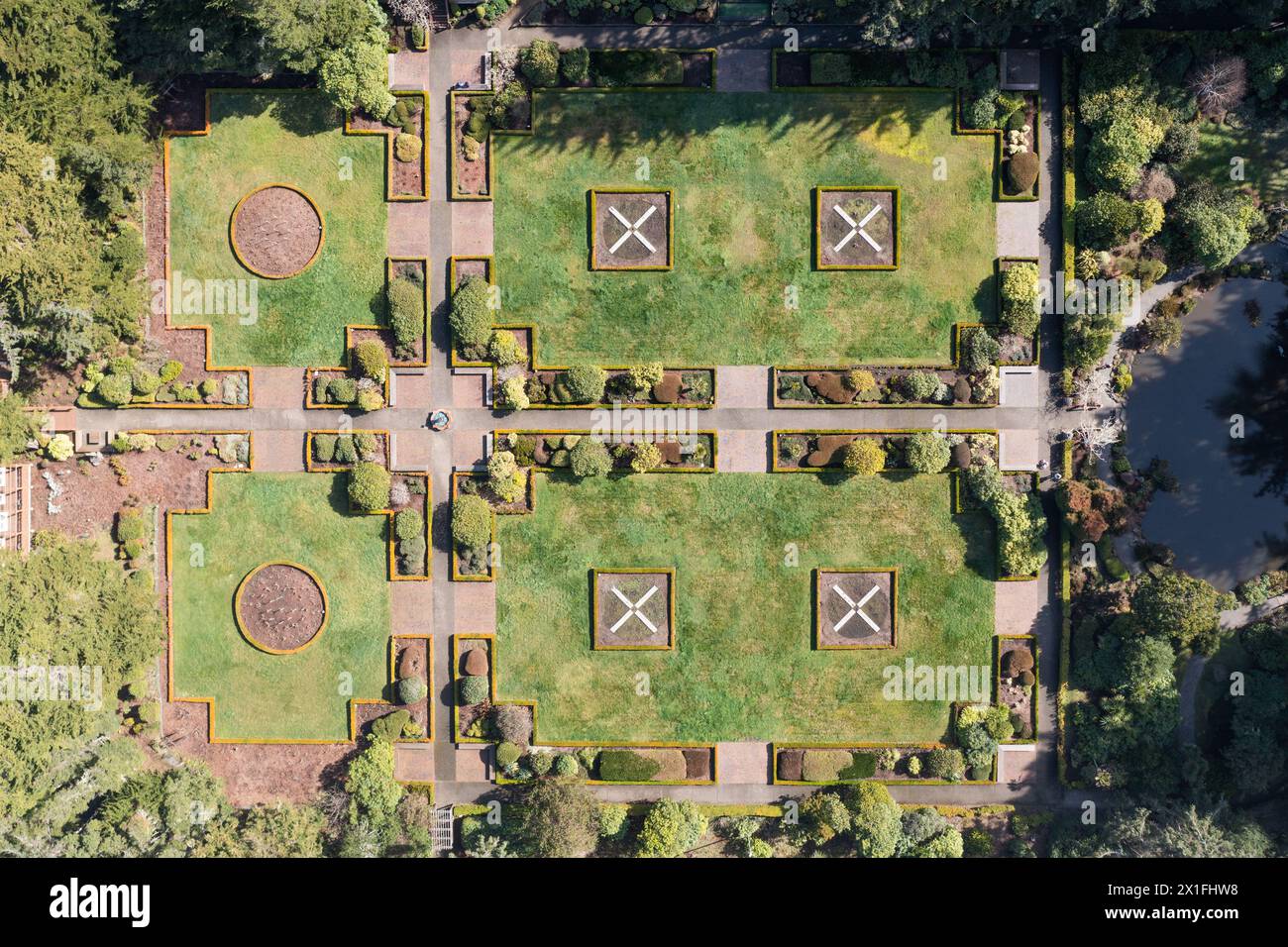 Beautiful english gardens in Shore Acres Oregon viewed from avobe Stock ...