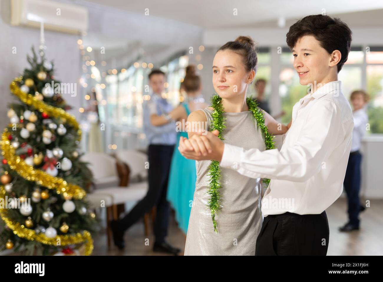 Waltz performed by girls and boys during Christmas celebrations Stock ...