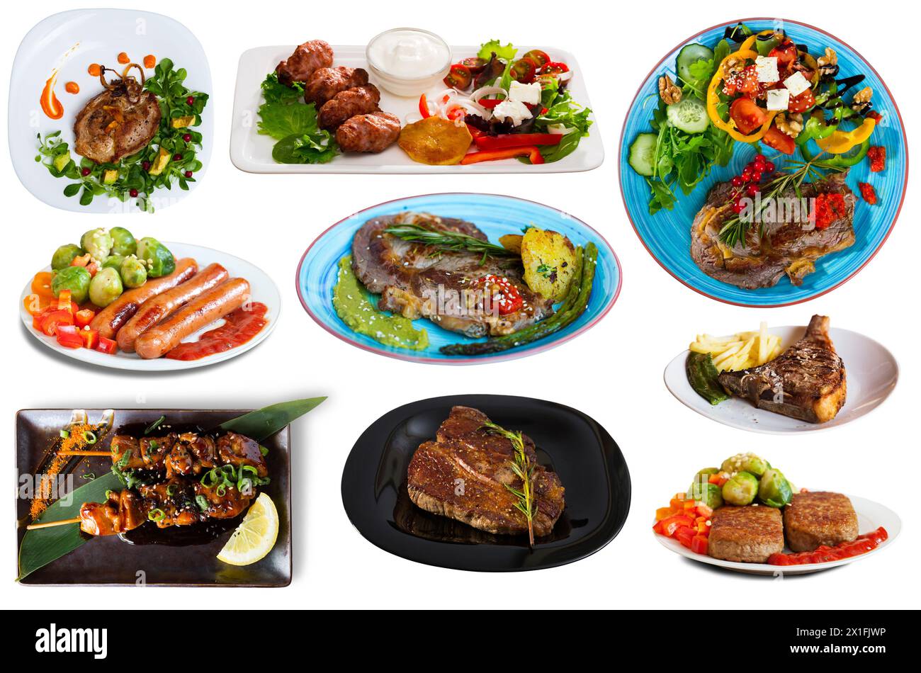 Set of dishes from beef and pork Stock Photo - Alamy