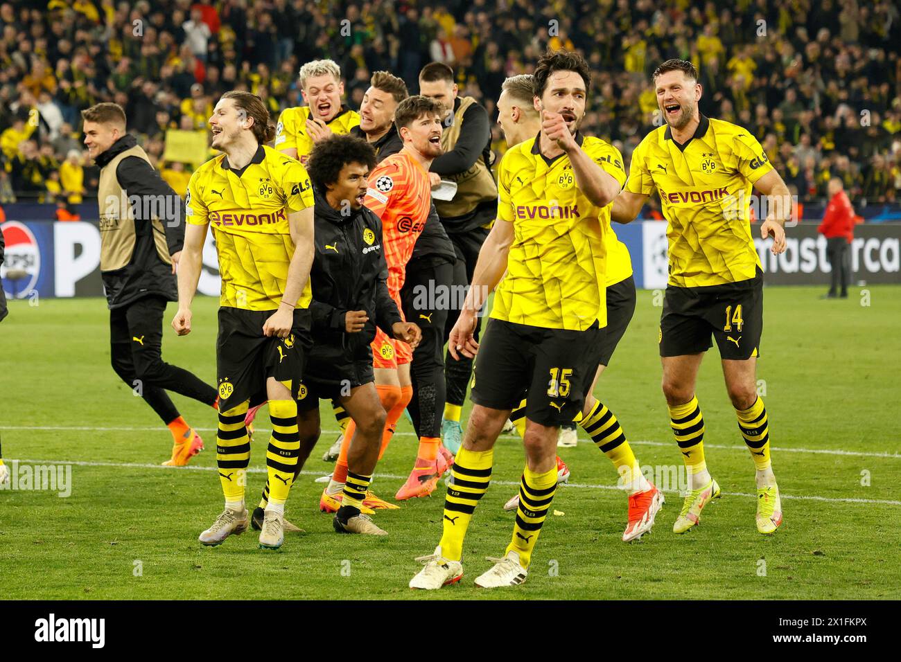 Dortmund, Germany. 16th Apr, 2024. Players of Borussia Dortmund ...