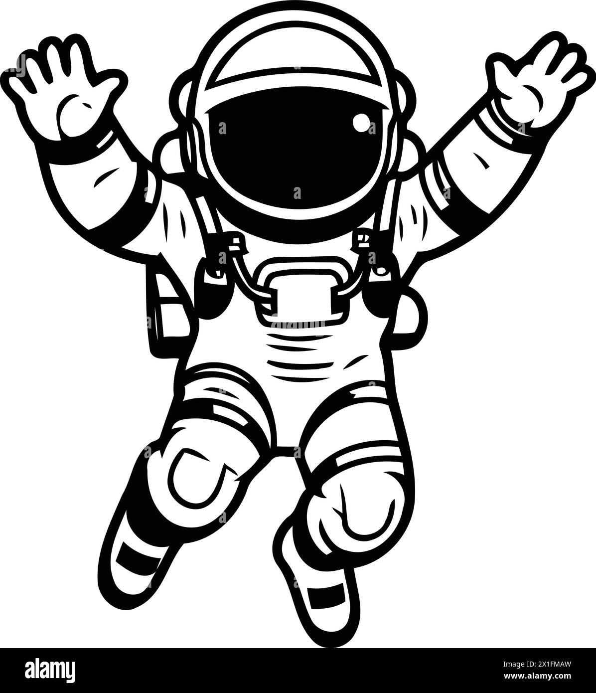 Astronaut flying with open arms isolated on white background. Vector ...