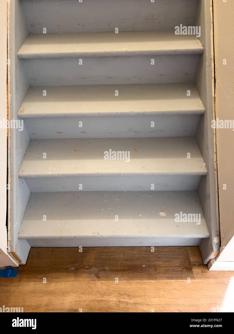 Unfinished Staircase Leading to Suburban Basement Stock Photo - Alamy
