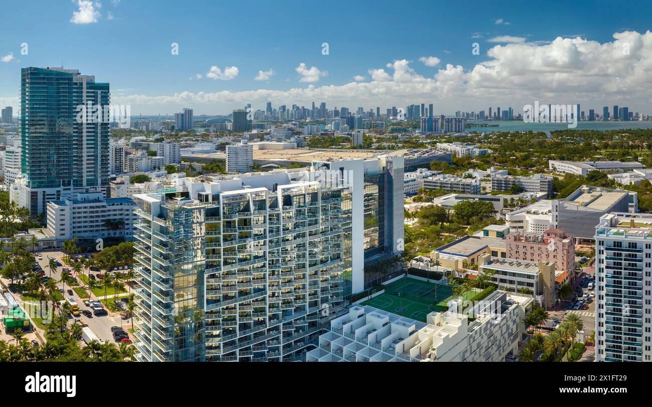 American southern architecture of Miami Beach. South Beach high ...