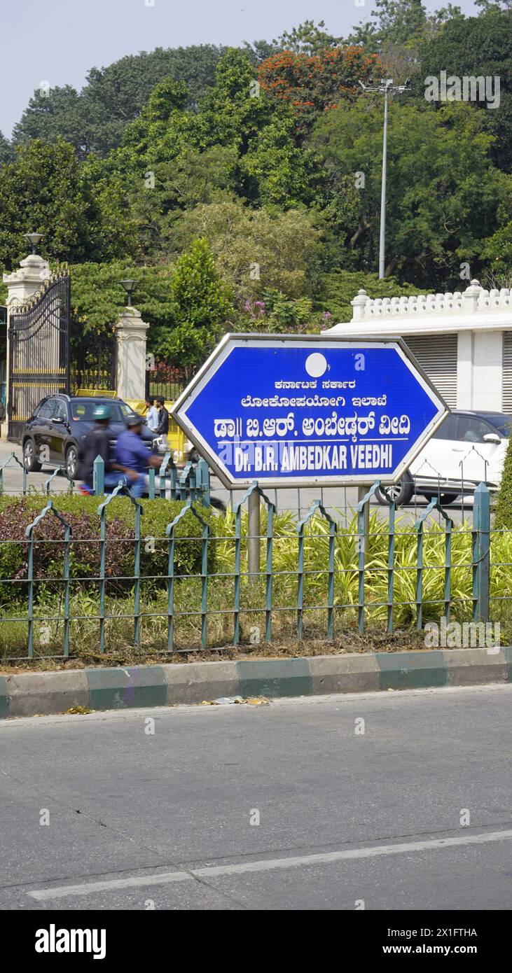 Bangalore, India - January 16 2024: Entrance of Dr B R Ambedkar metro ...