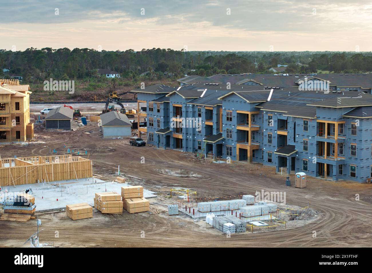 Development of residential housing in American suburbs. Unfinished ...
