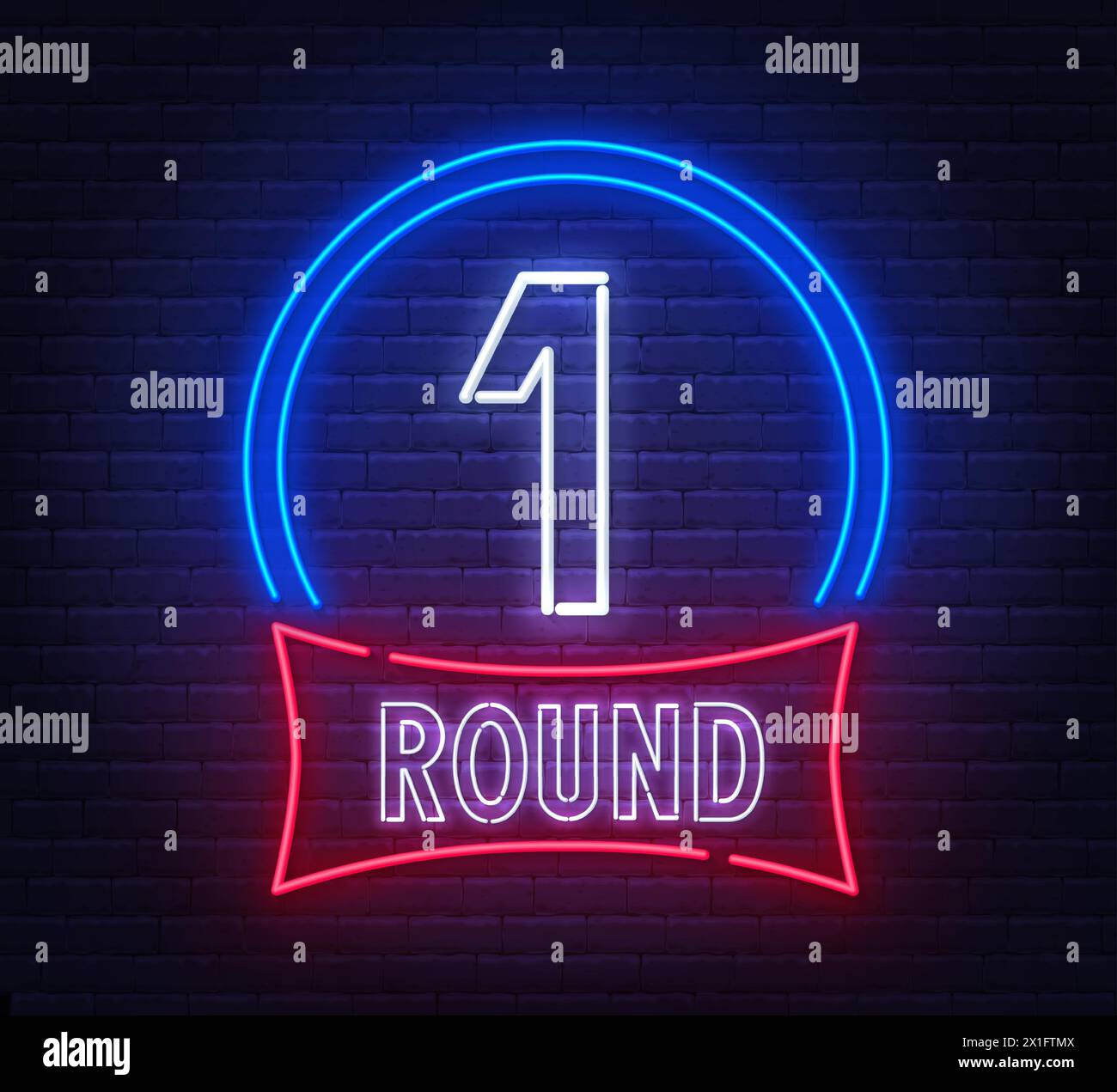 Round One neon sign on brick wall background Stock Vector Image & Art ...