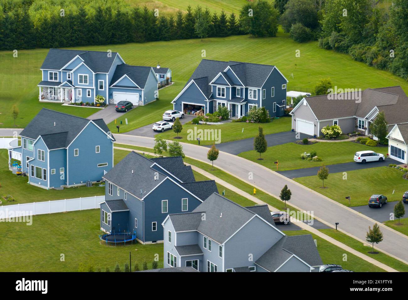 Low-density two story private homes with large lot size and green ...