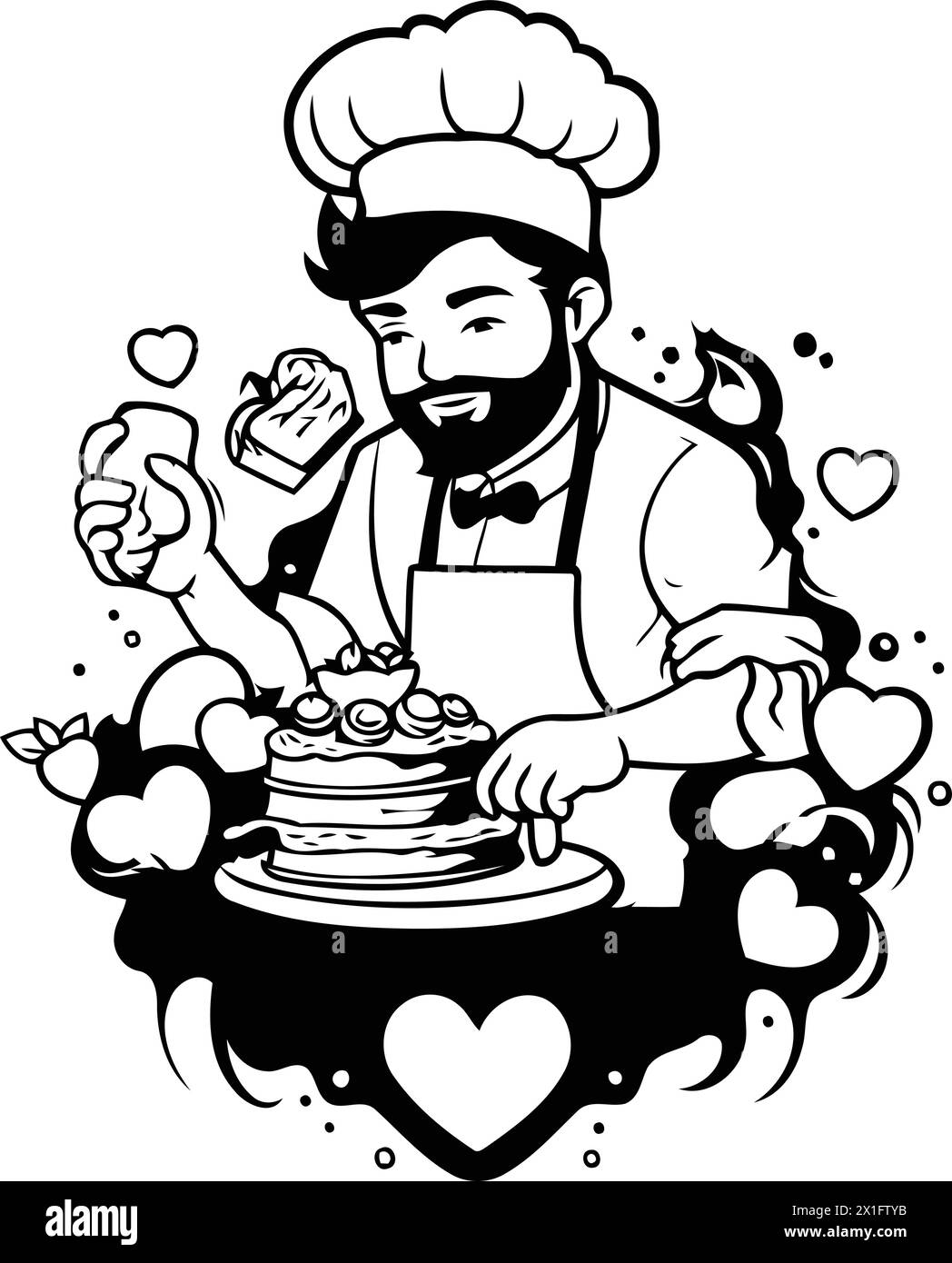 Man decorating cake Stock Vector Images - Alamy