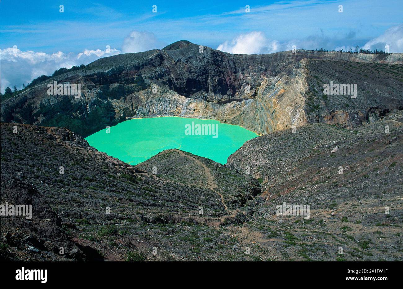 Coloured lake, Mount Kelimatu, Kelimutu National Park, Flores, East ...