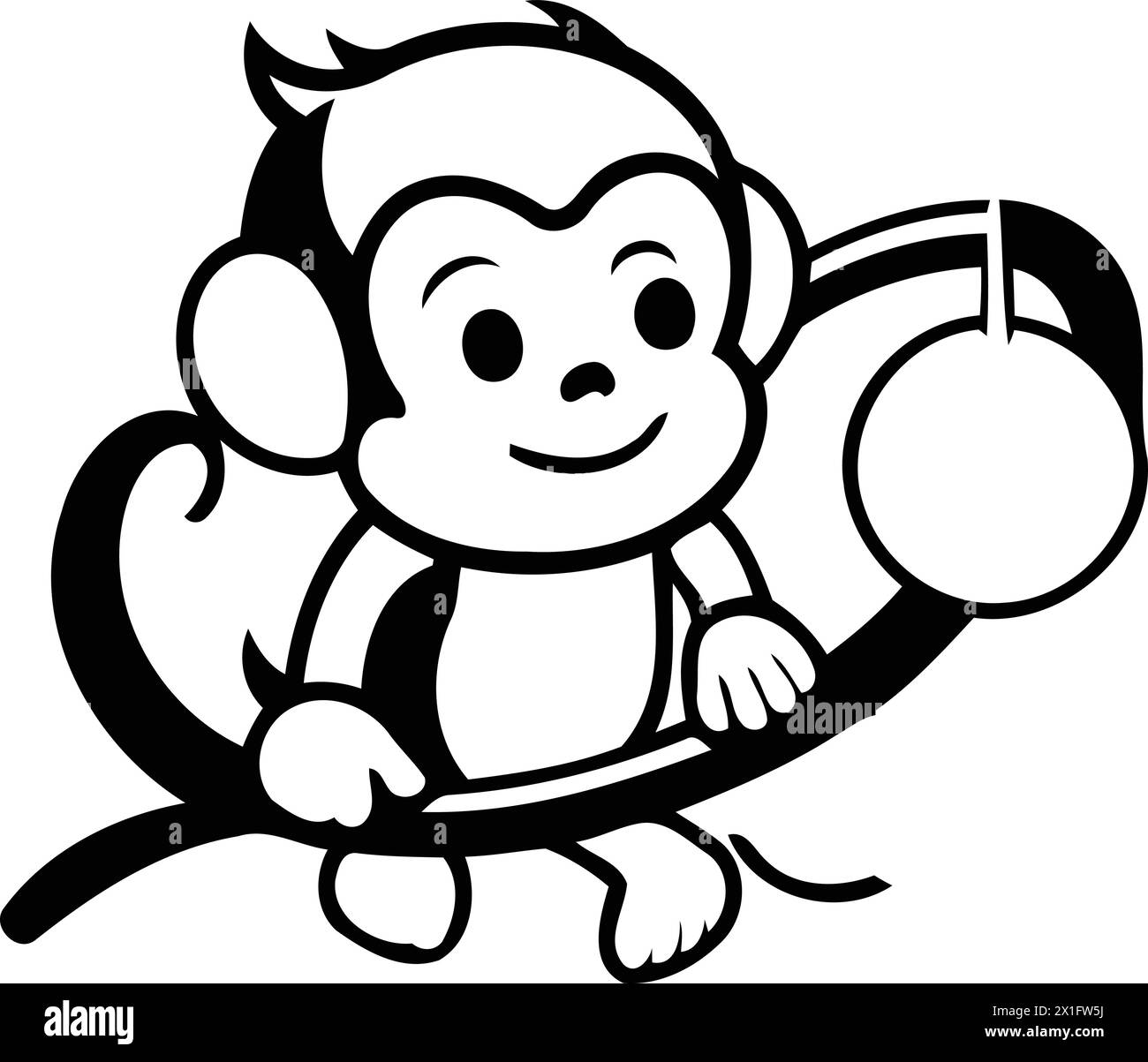 monkey with fruit icon on white background for graphic and web design ...
