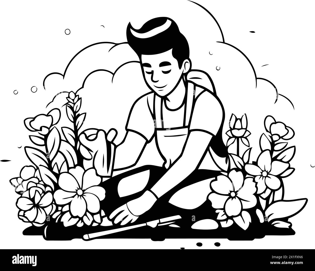 Florist working Stock Vector Images - Alamy