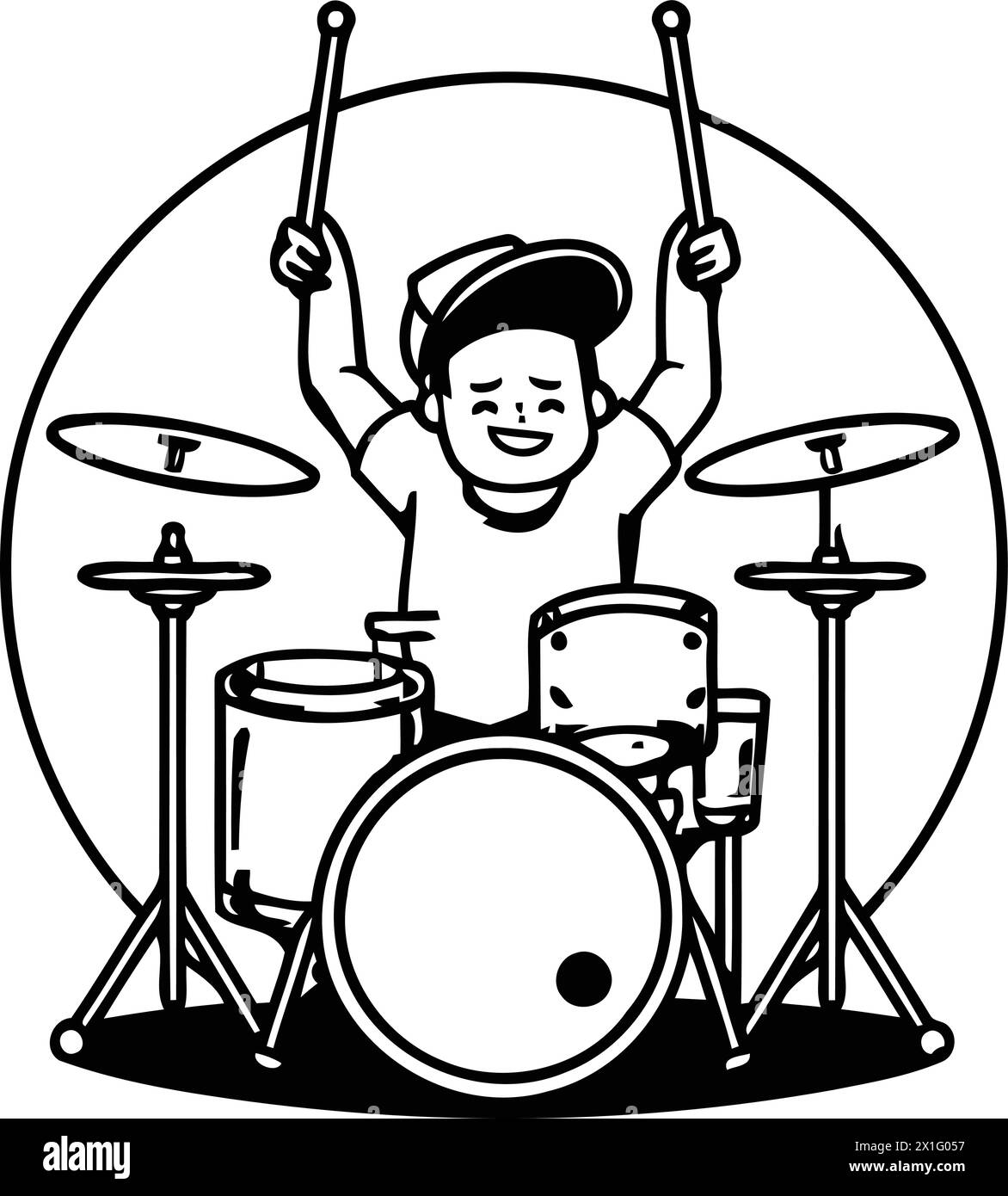 Cartoon drummer Black and White Stock Photos & Images - Alamy