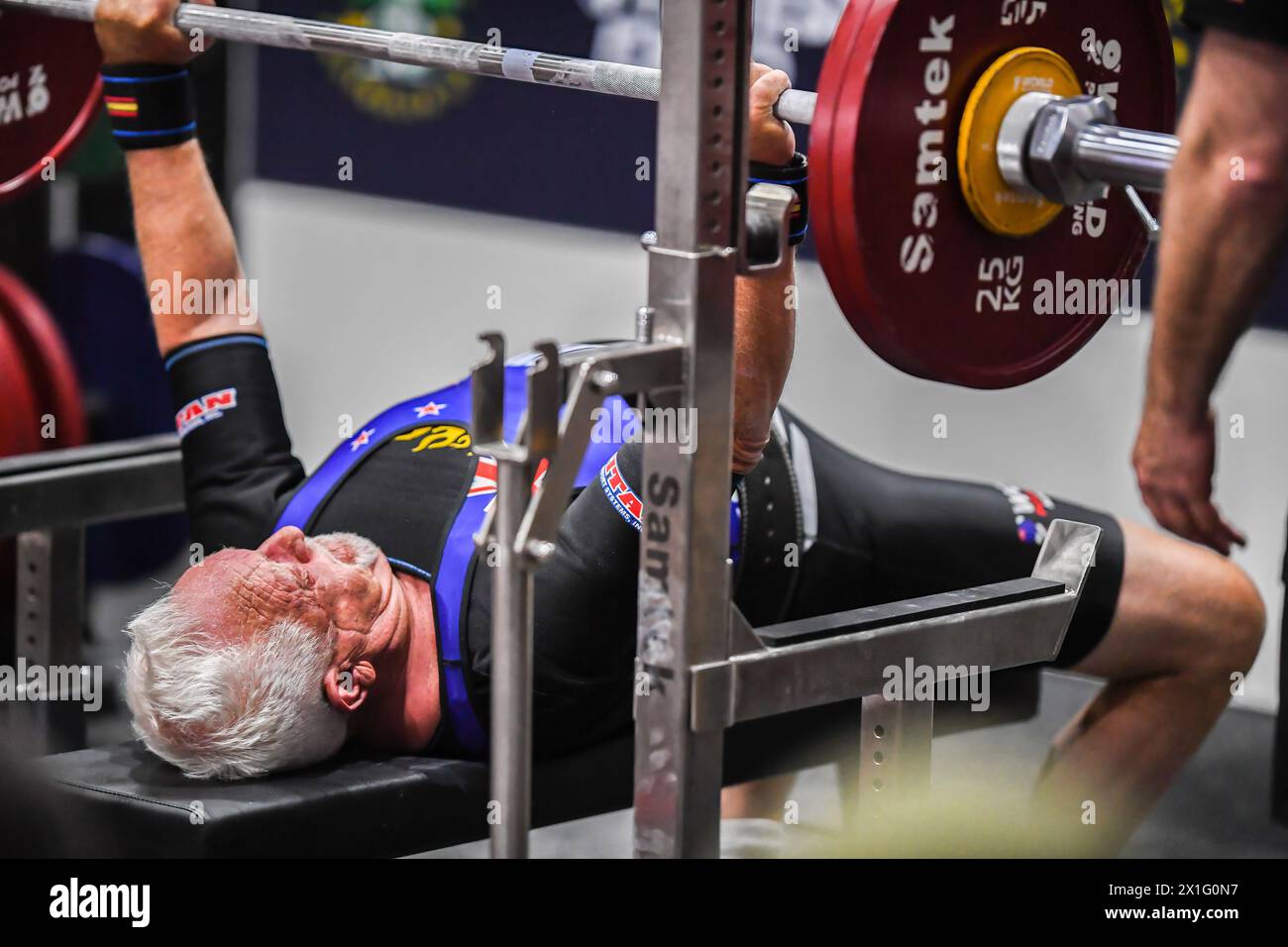 Melbourne, Australia. 13th Apr, 2024. Masters 65-69 powerlifter John ...