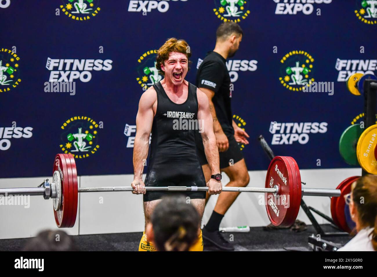 Melbourne, Australia. 13th Apr, 2024. Junior powerlifter Luke Dimitriou ...