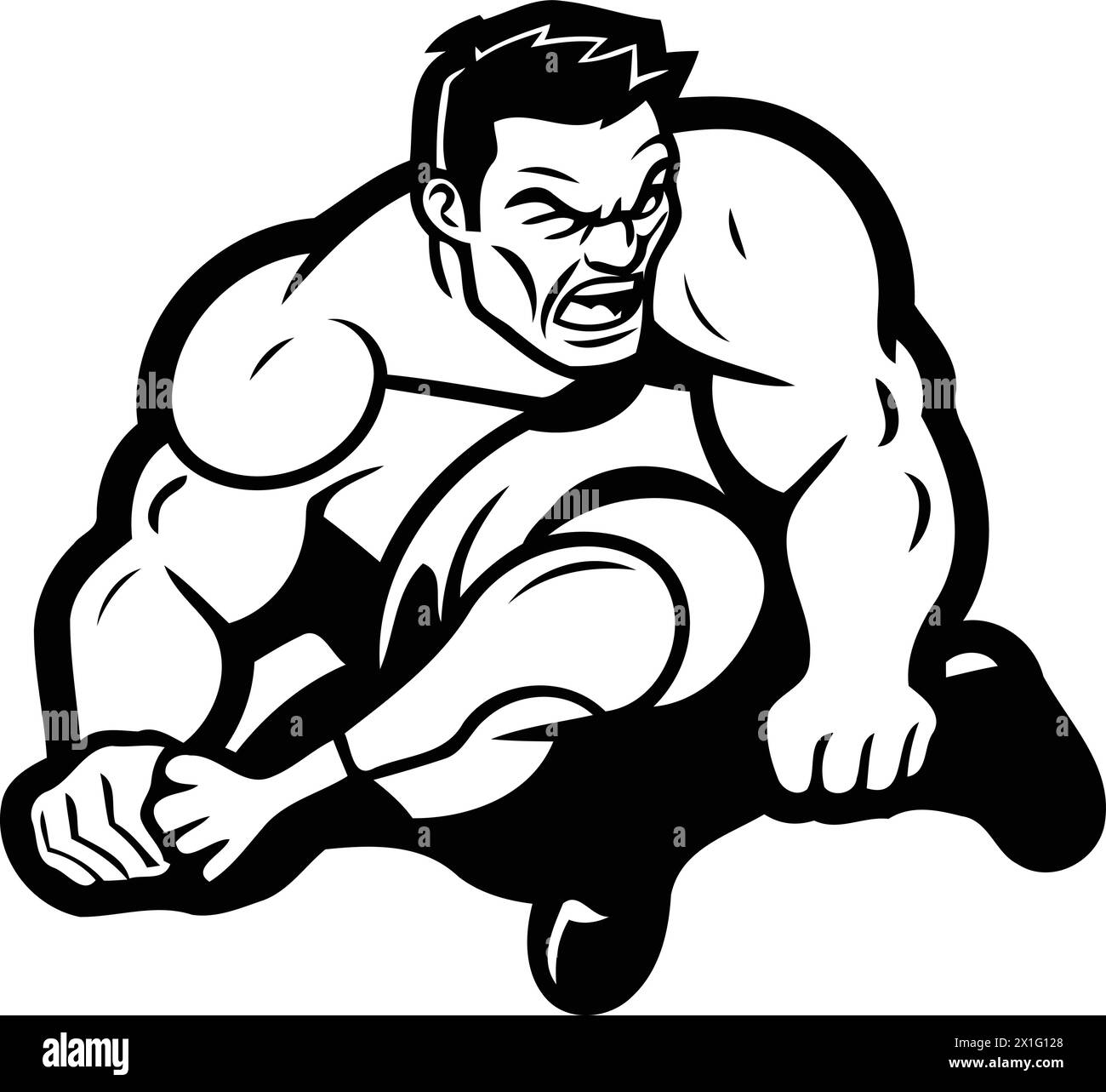 Mascot illustration of a male bodybuilder running viewed from front set ...