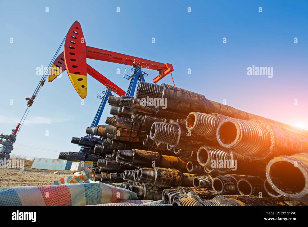 Oil drill pipe Stock Photo - Alamy