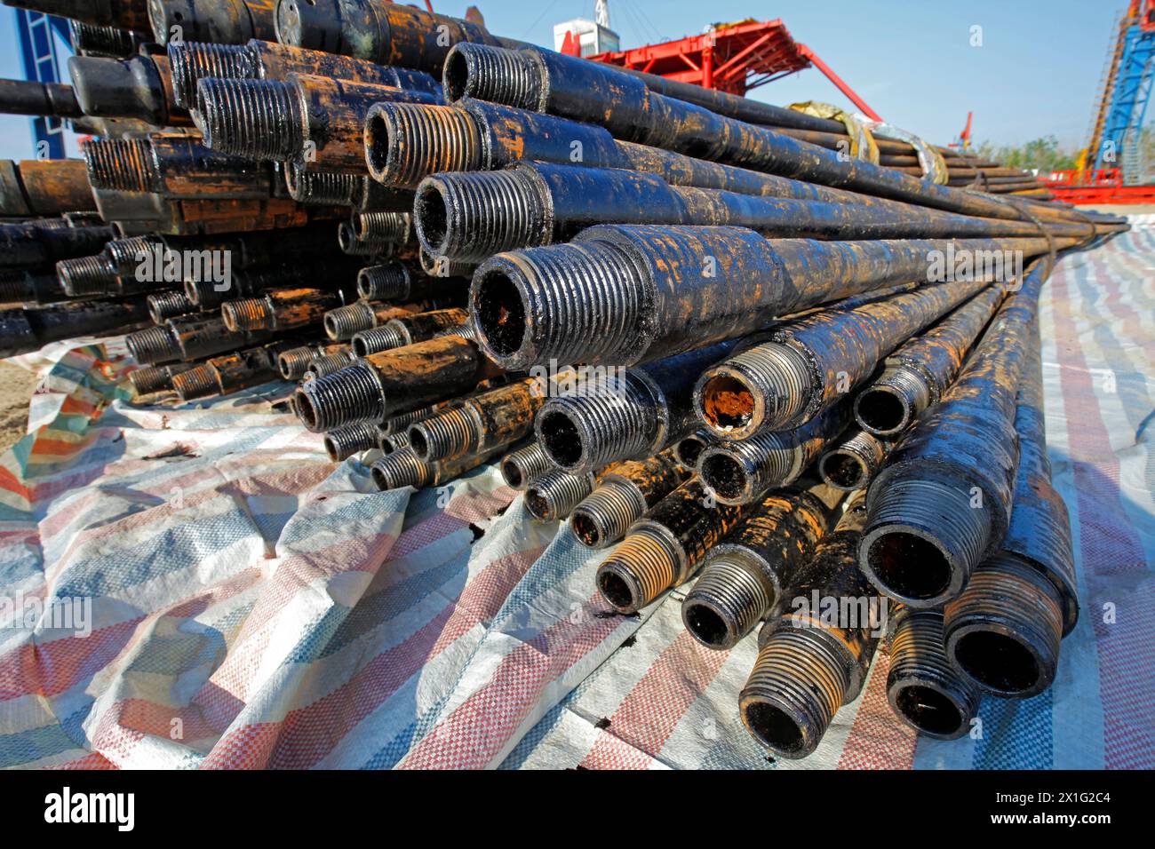 Oil drill pipe Stock Photo - Alamy