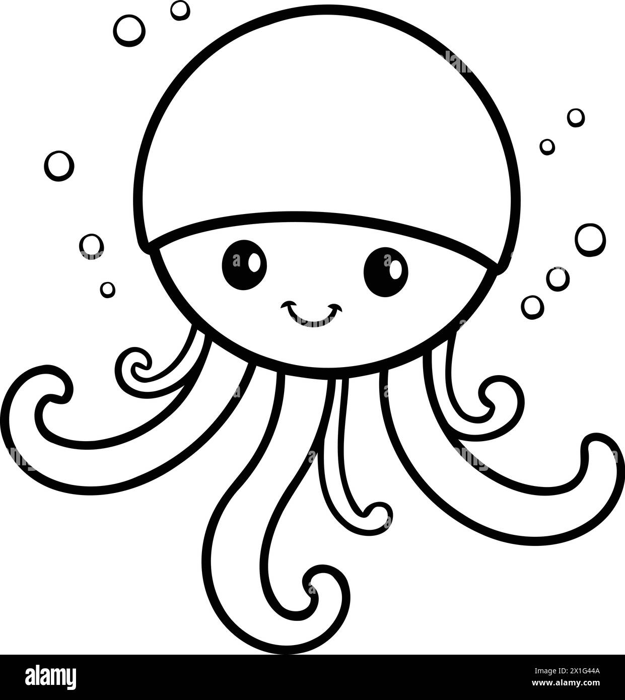 Cute smiling octopus in cap isolated on white background. Vector ...