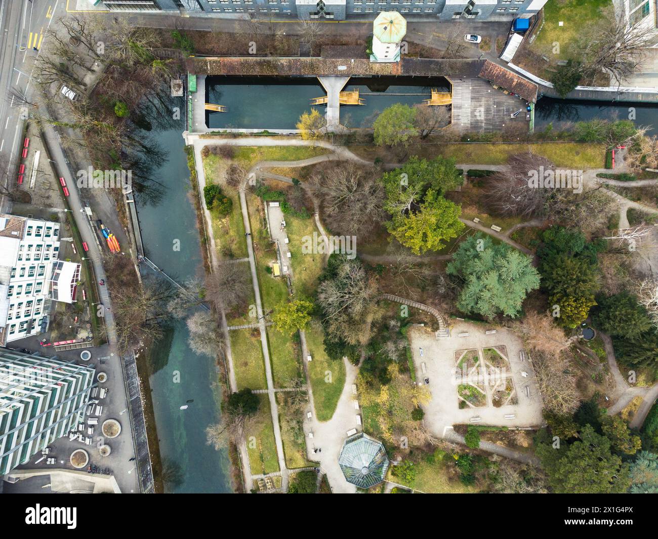 Zurich, Switzerland: Top down view of the Old Botanical Garden in ...