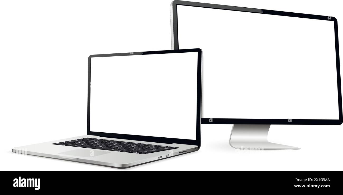 Responsive web design computer display with laptop isolated. Vector ...