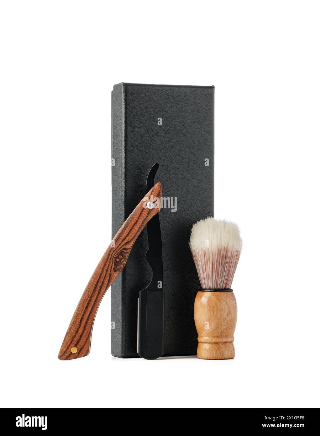 Vintage shaving razor and tools isolated on white Stock Photo - Alamy