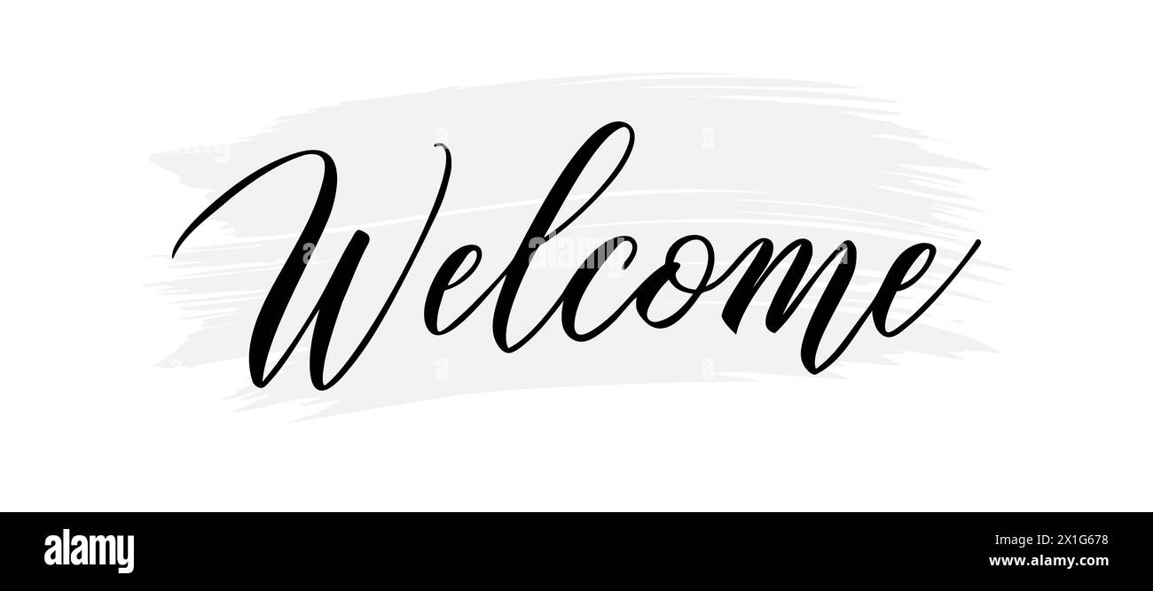 Welcome word. Hand lettering design. Vector calligraphic inscription ...