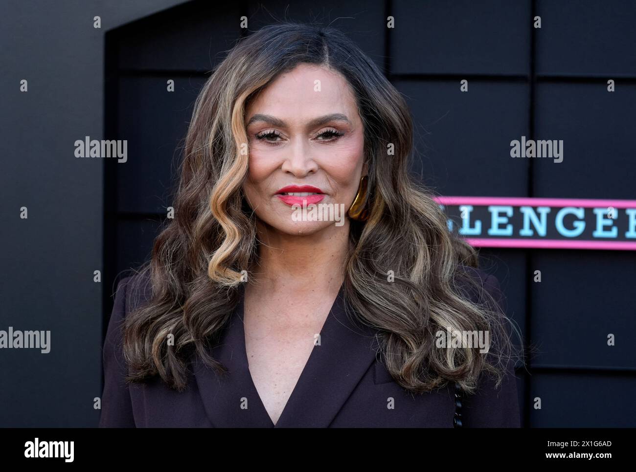 Tina Knowles poses at the premiere of the film "Challengers" at the ...