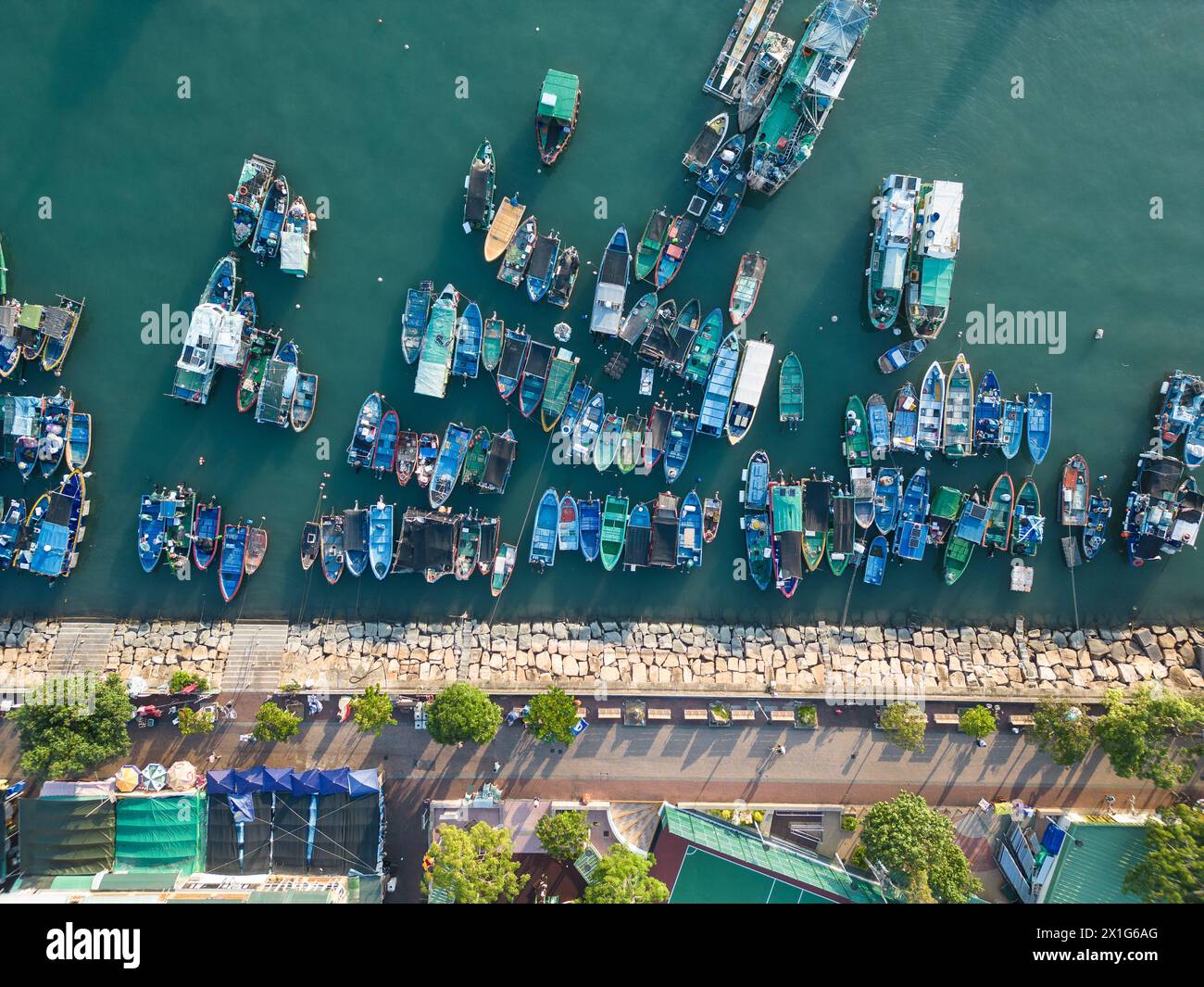 Cheung Chau, Hong Kong: Aerial top downview of the Cheung Chau island ...