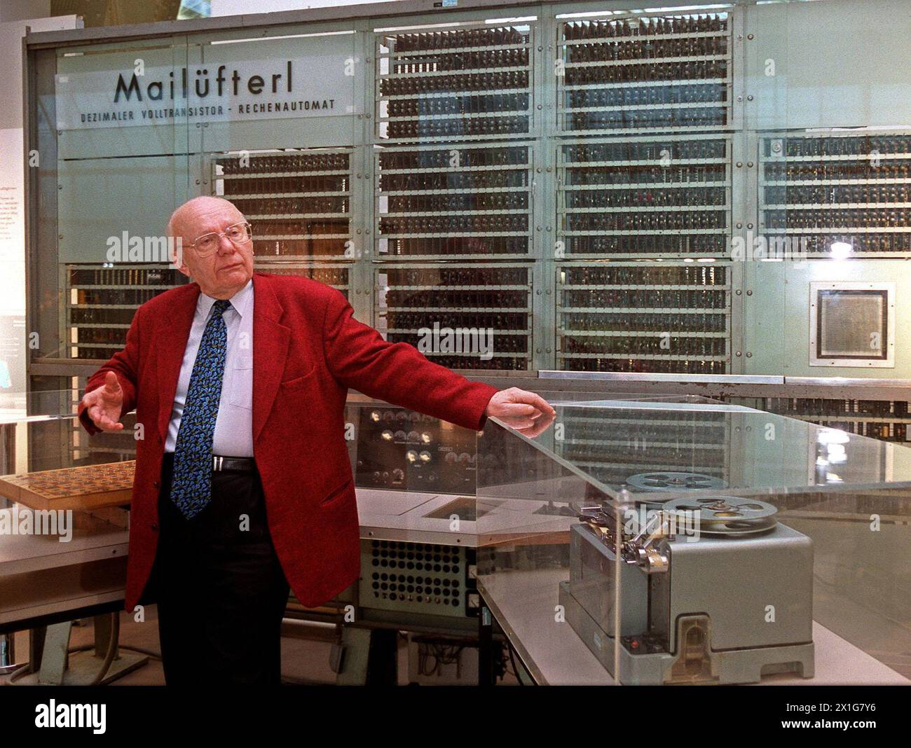 The Austrian computer pioneer Heinz Zemanek in front of his first ...