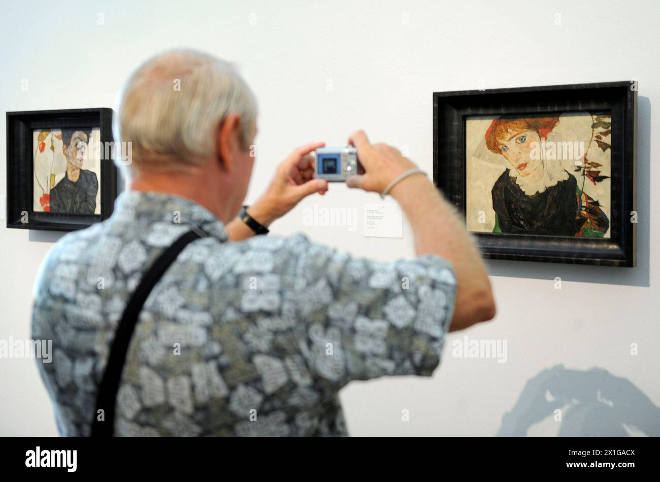 The painting 'Portrait of Wally' (1912) during the unveiling event at ...