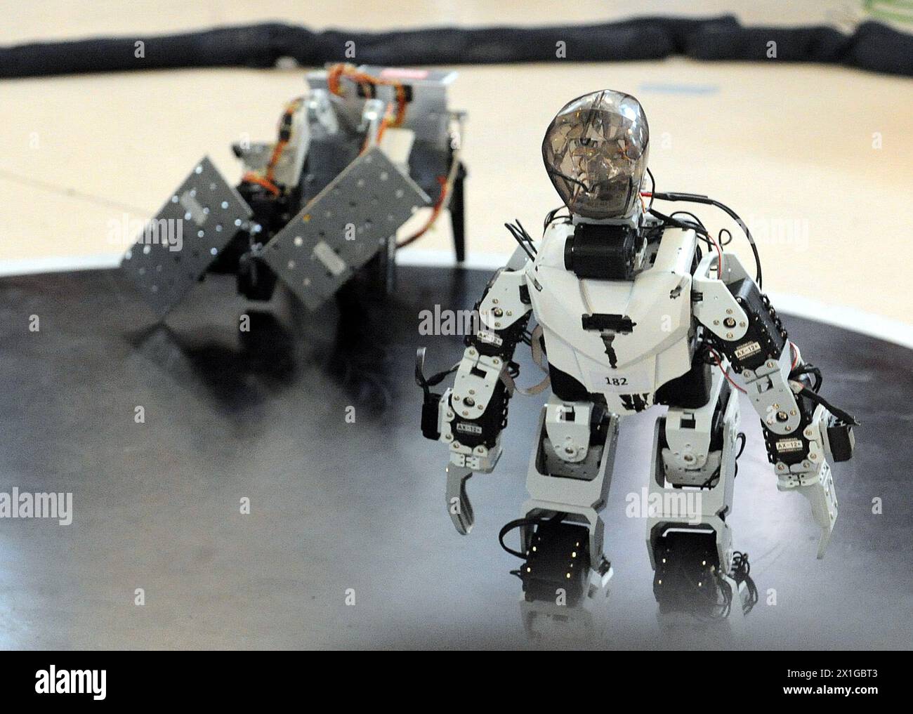 humanoid robot sumo wrestle, captured on 26 March 2011 in Vienna ...