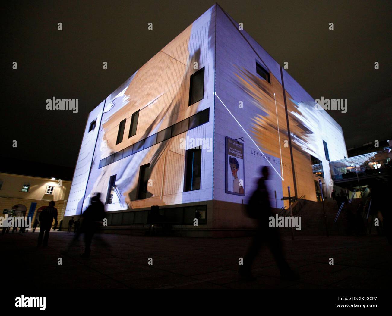 3D projection of "urban screen" on the facade of the Leopold Museum on ...
