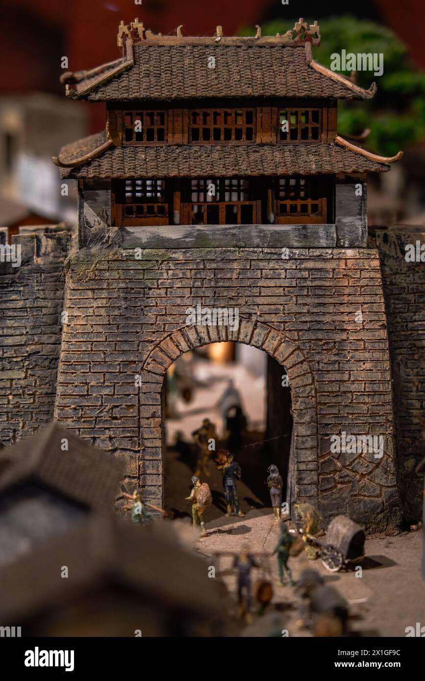 A miniature sand table model landscape of an ancient Chinese city Stock ...