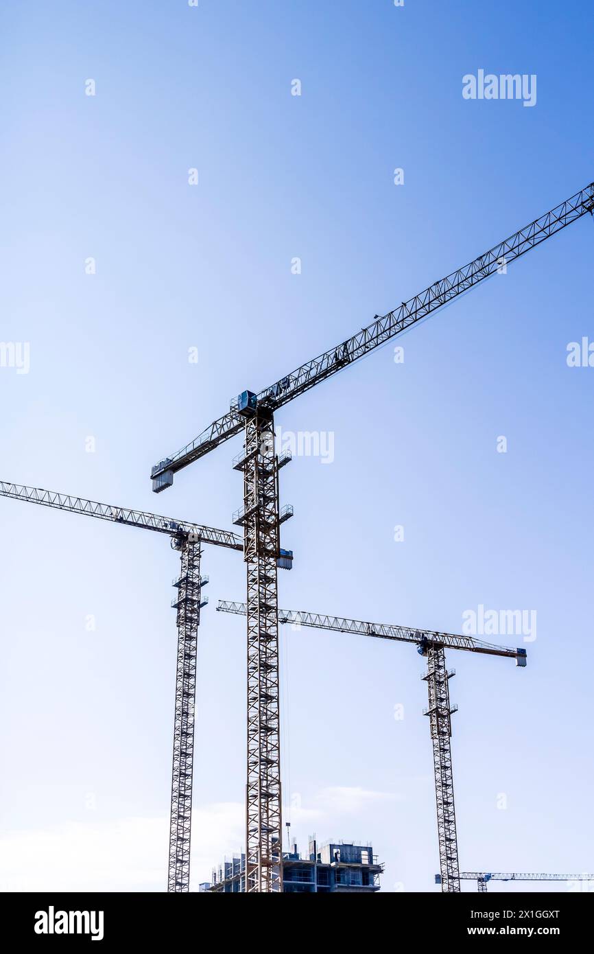 Construction industry building. Construction industry site with cranes ...
