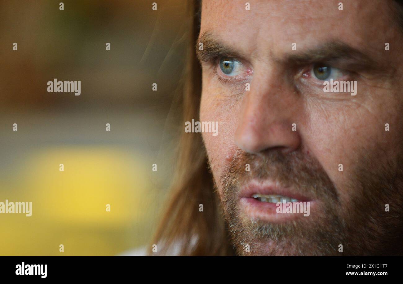 Thomas Huber, German climber and mountaineer, during a photo call in a ...