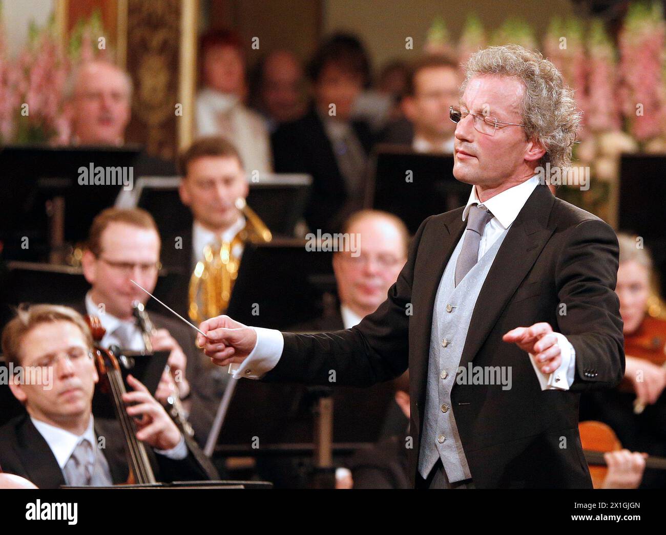 Austrian conductor Franz Welser-Most performs during the rehearsal of ...