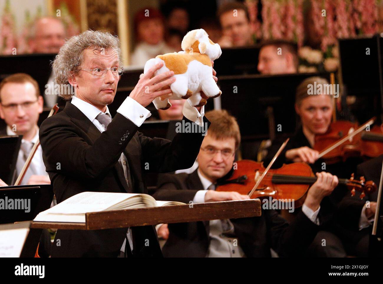 Austrian conductor Franz Welser-Most performs during the rehearsal of ...