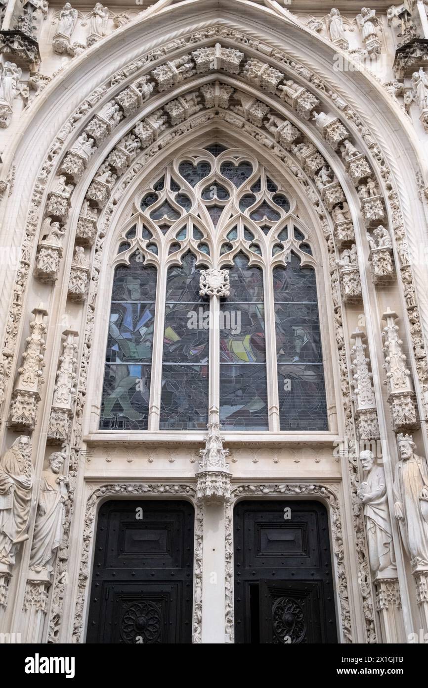 Entrance to the Cathedrale de Lausanne, an imposing 12th-century Gothic ...