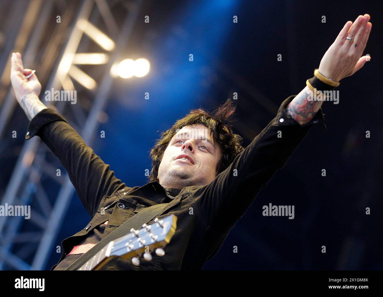 Billie Joe Armstrong, lead singer of US band Green Day, performs during ...