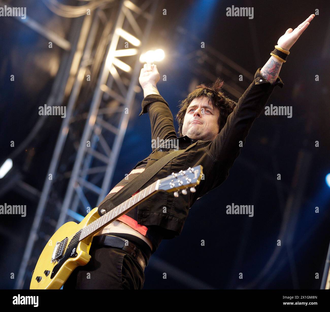 Billie Joe Armstrong, lead singer of US band Green Day, performs during ...